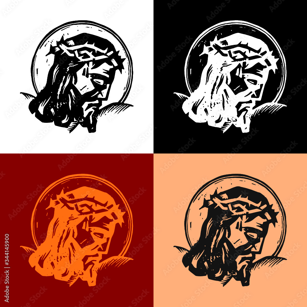 Jesus Christ - face, icon, vector, portrait. Stock Vector | Adobe Stock