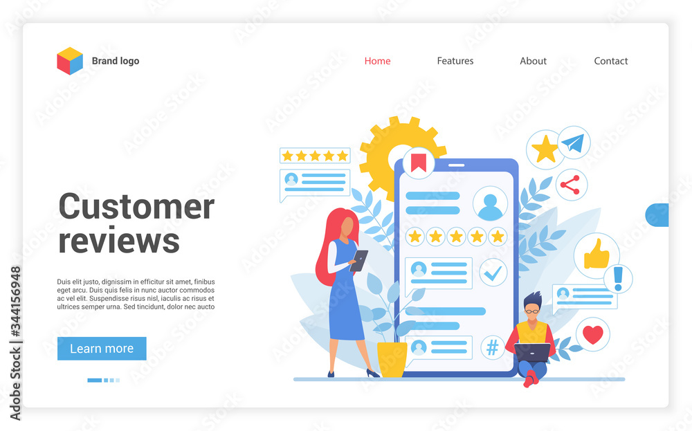 Customer people review vector illustration. Cartoon flat client ...