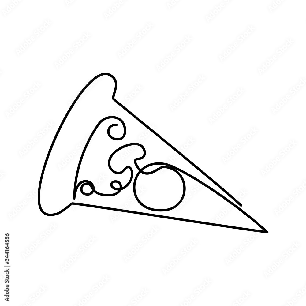 One continuous single drawn line art doodle pizza, vector, food ...