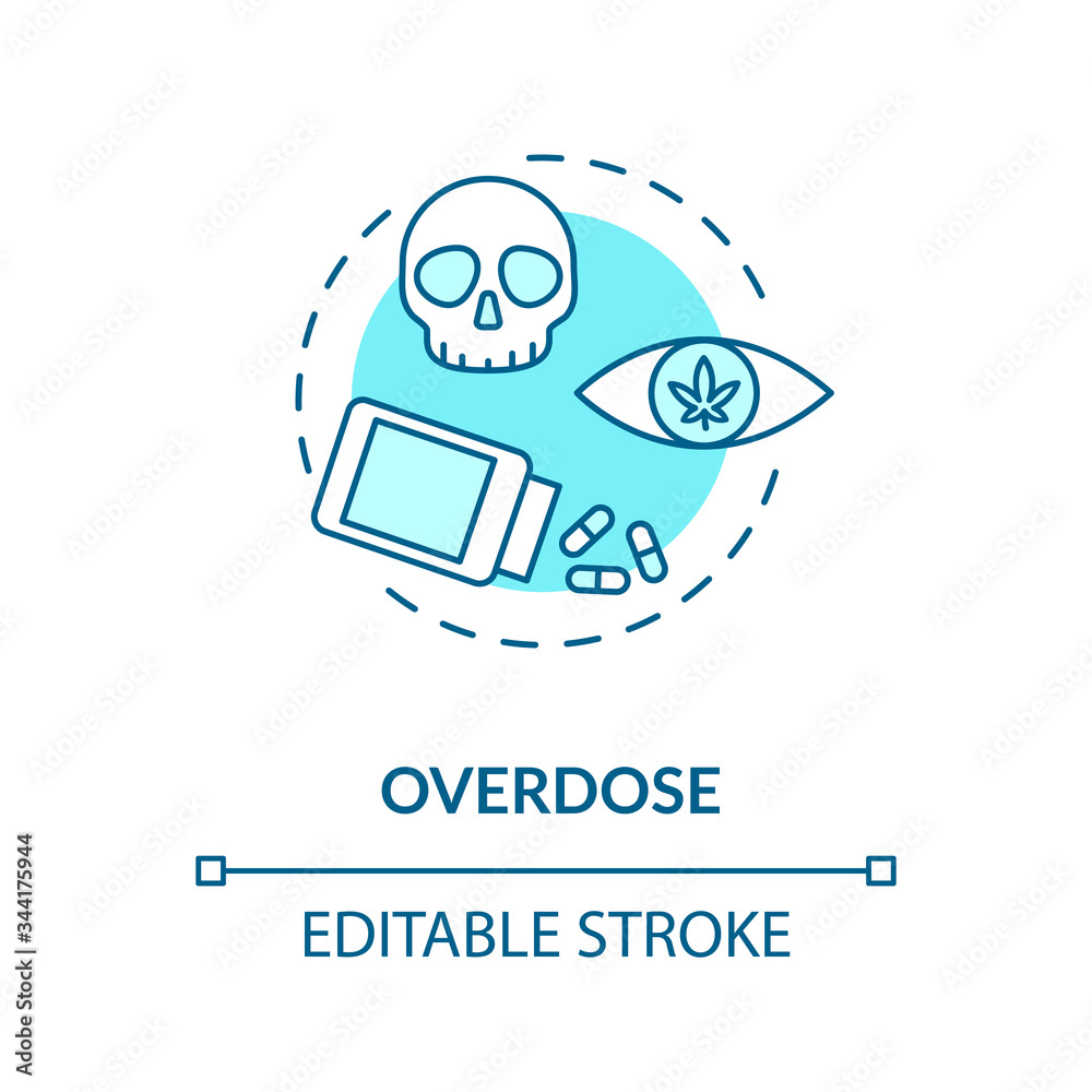 Overdose concept icon. Cannabis lethal dose idea thin line illustration ...