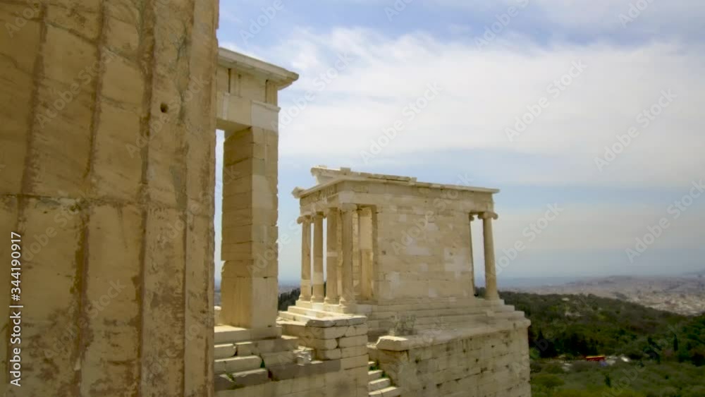 360 degree pan camera turns from Temple of Athena Nike and Propylaea ...