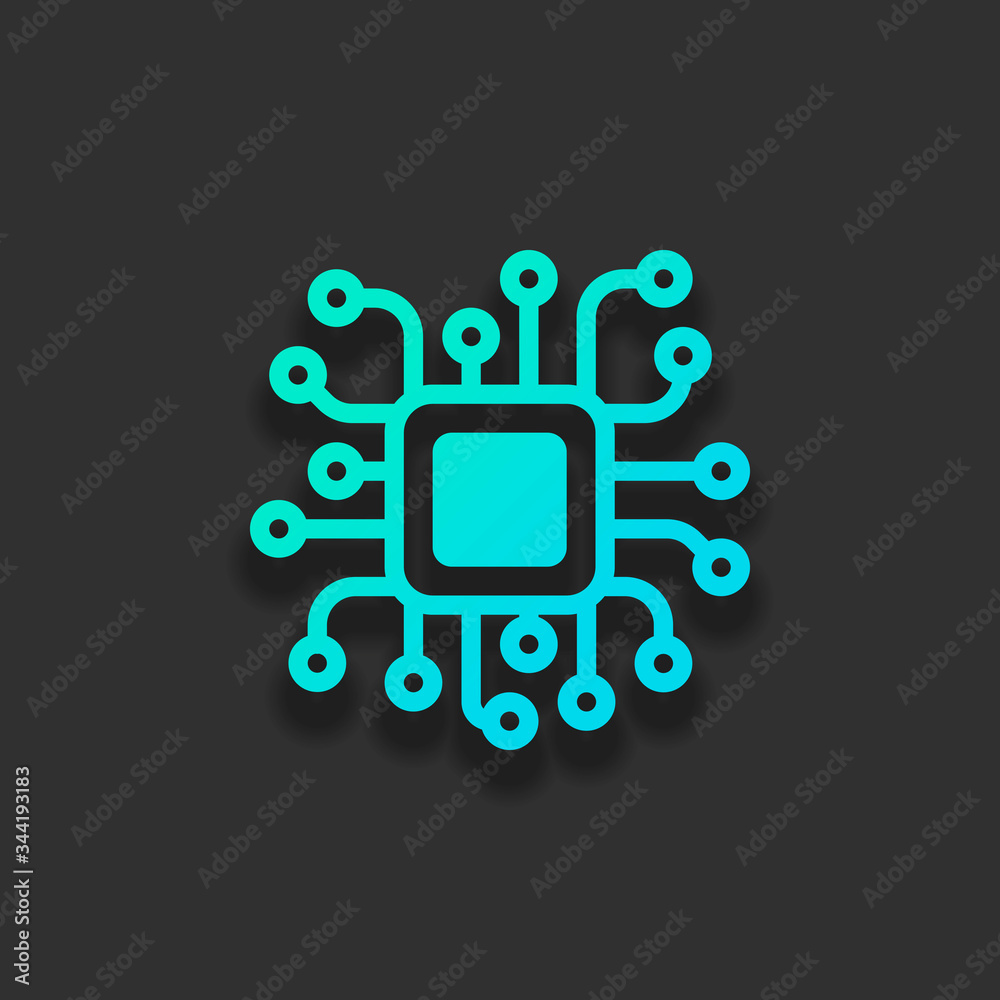 Processor chip, computer microchip, cpu chipset. Technology icon ...
