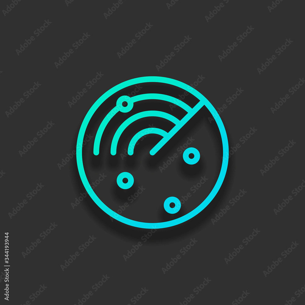 Radar screen, scan circle, linear outline icon. Colorful logo concept ...