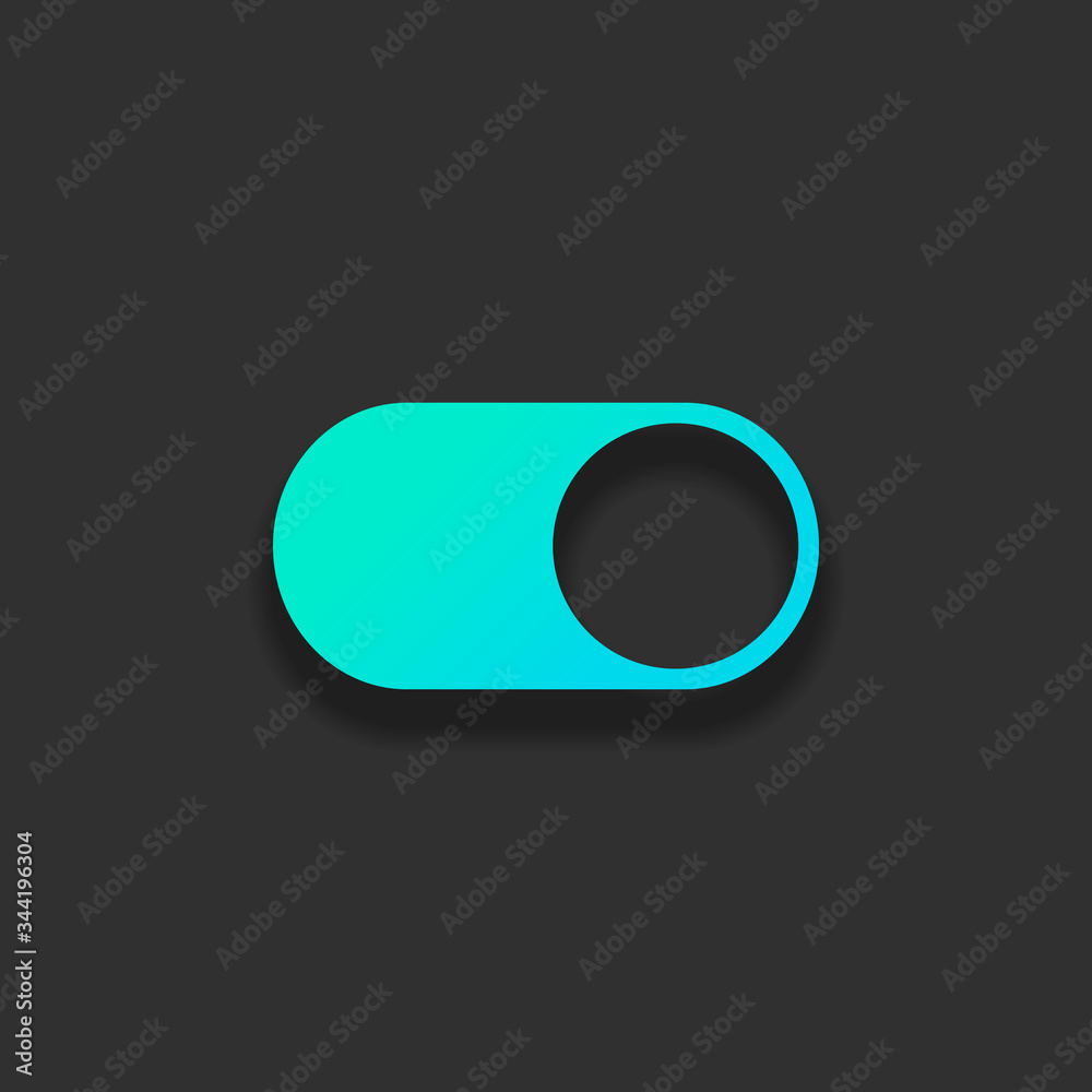 switch on, app slider. Colorful logo concept with soft shadow on dark ...