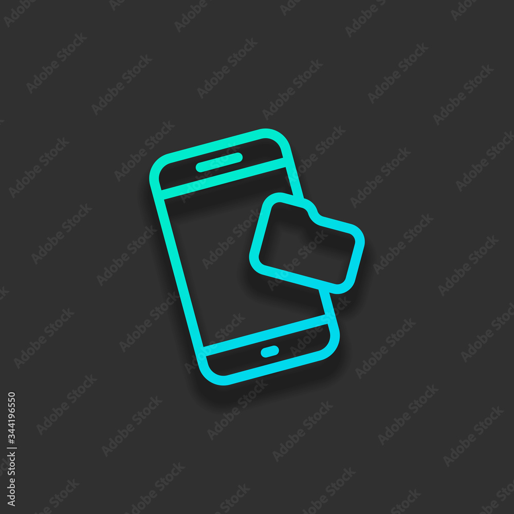 Mobile phone and folred, file explorer, outline design. Colorful logo ...