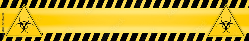 Danger ribbon and sign Attention biohazard and falling warning signs ...