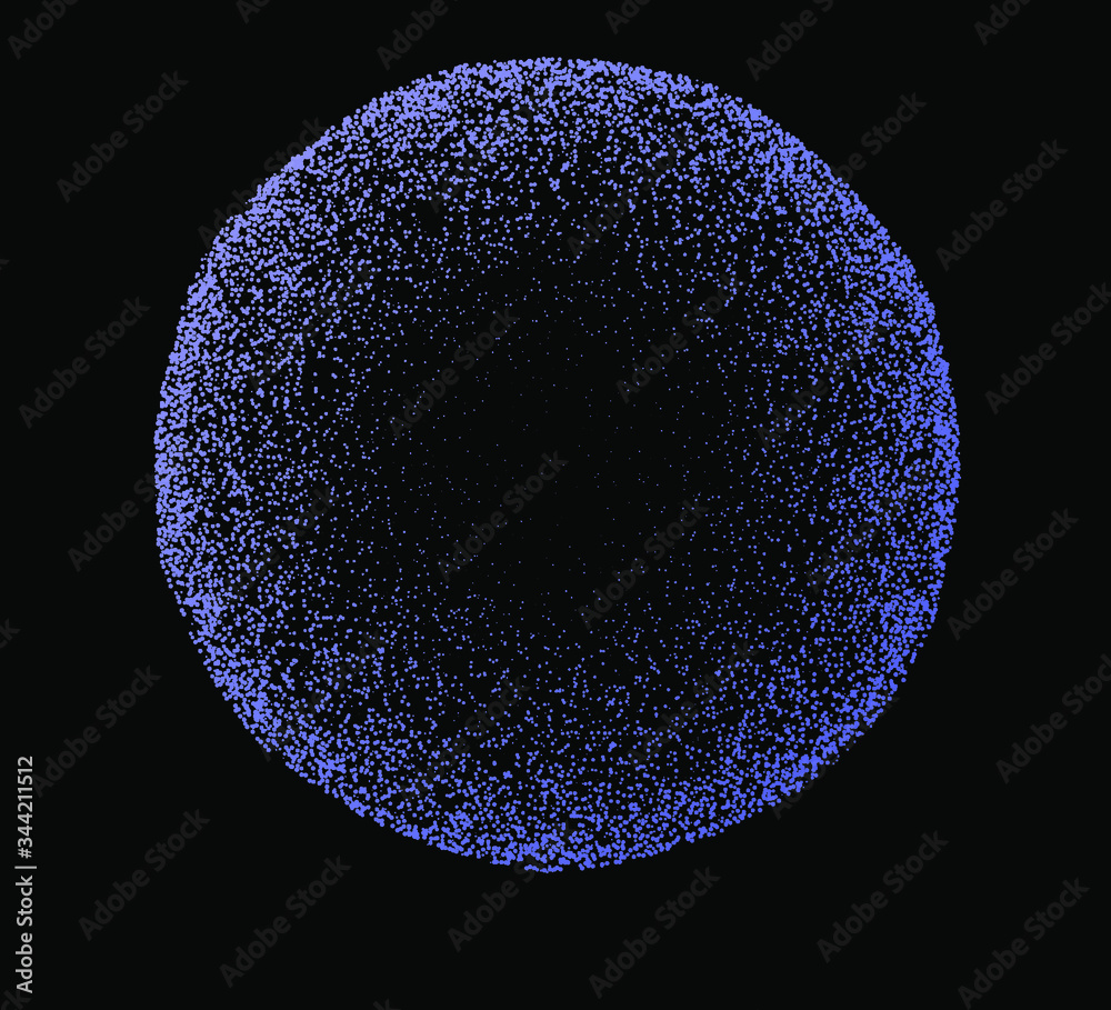 Dotted sphere made of particles. Cover or poster for high tech systems ...