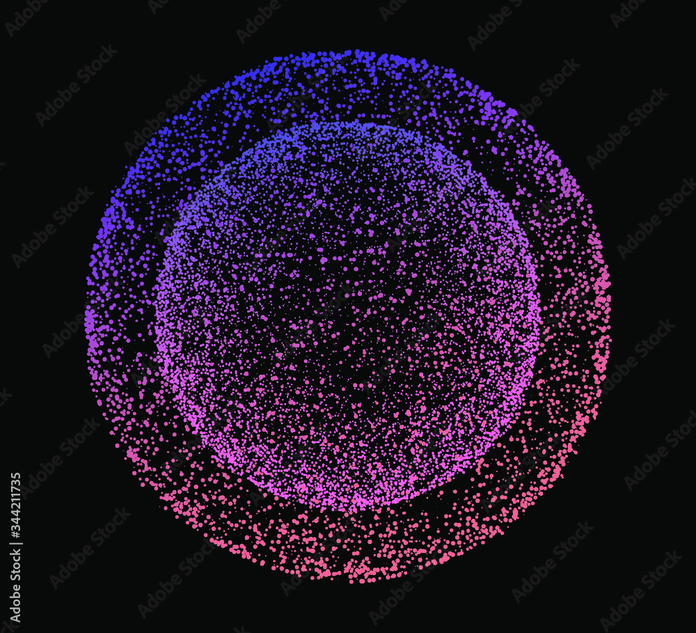Dotted sphere made of particles. Cover or poster for high tech systems ...