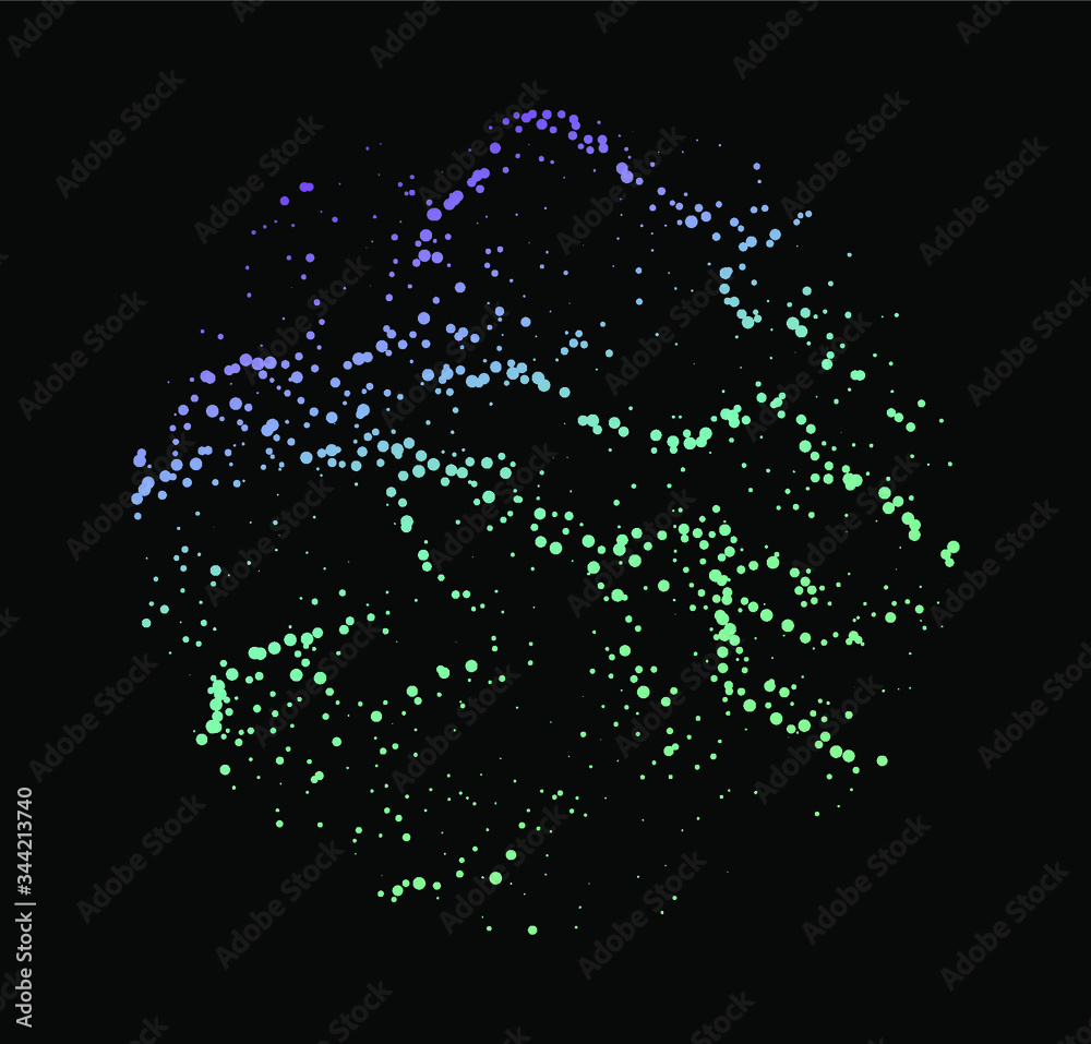 Dotted Sphere Made With Generative Art Algorithm Perlin Gradient Simplex Noise For Texture