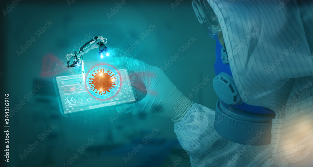 Futuristic Technology in medical concept to finding corona virus covid ...