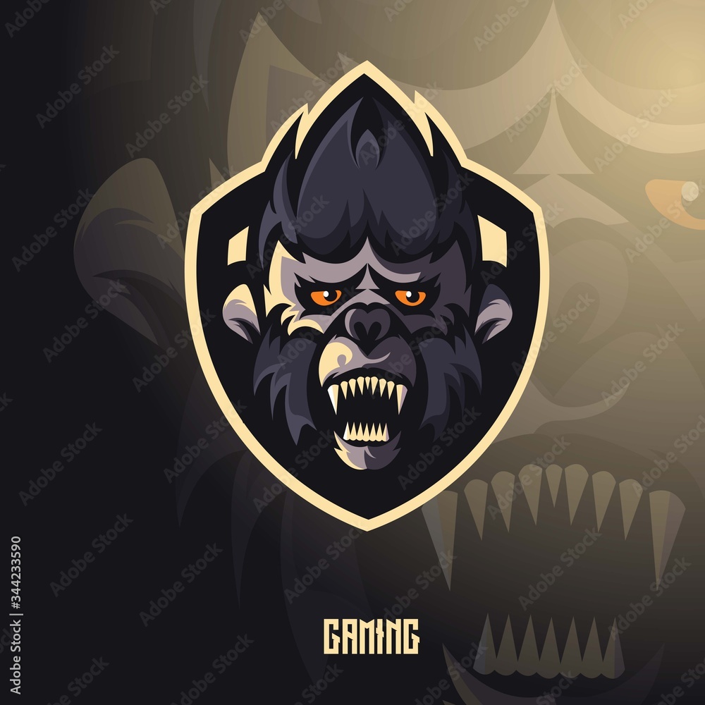 Ape mascot logo design with modern illustration concept style for badge ...