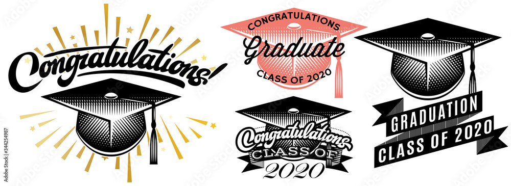 Set of Graduation vector Class of 2020. Congrats grad Congratulations ...