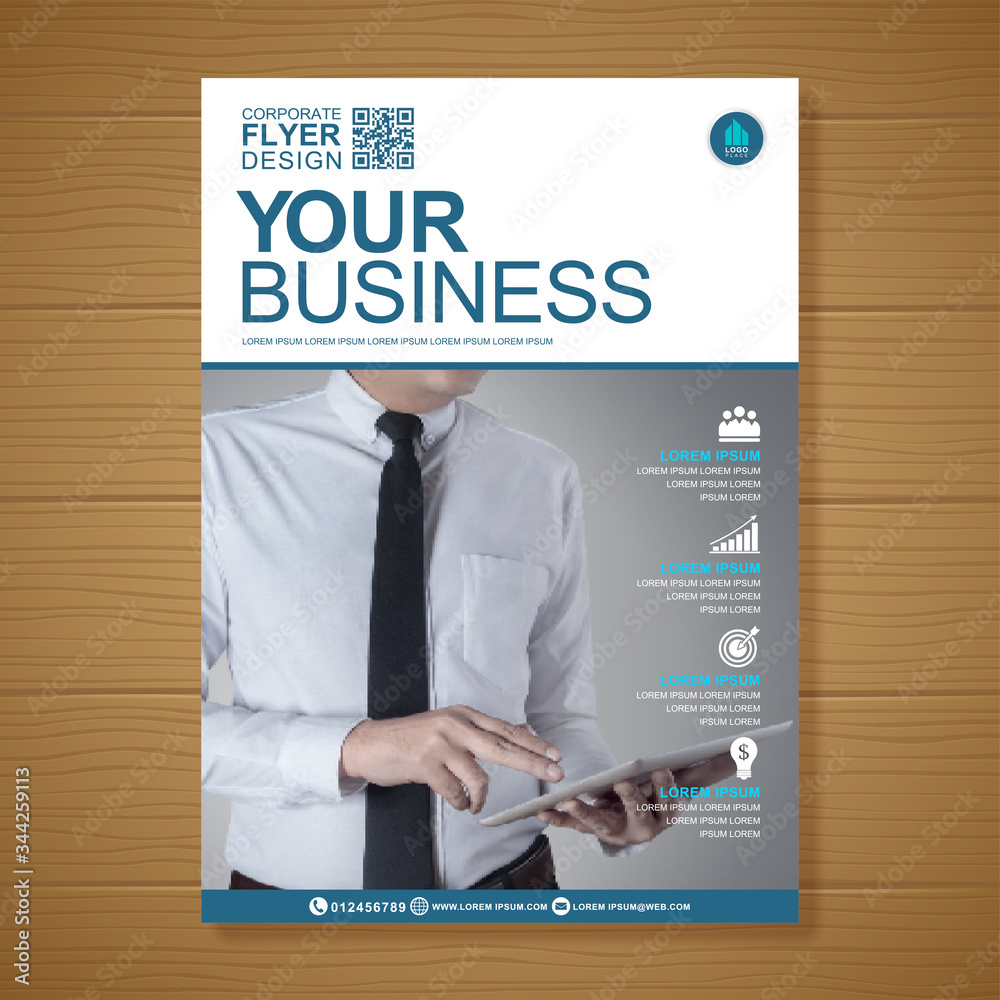 Corporate business cover a4 template and flat icons for a report and ...