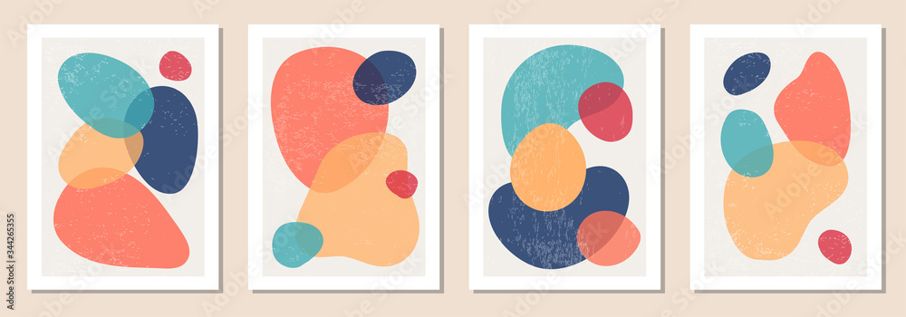 Set of minimal posters with abstract organic shapes composition in ...