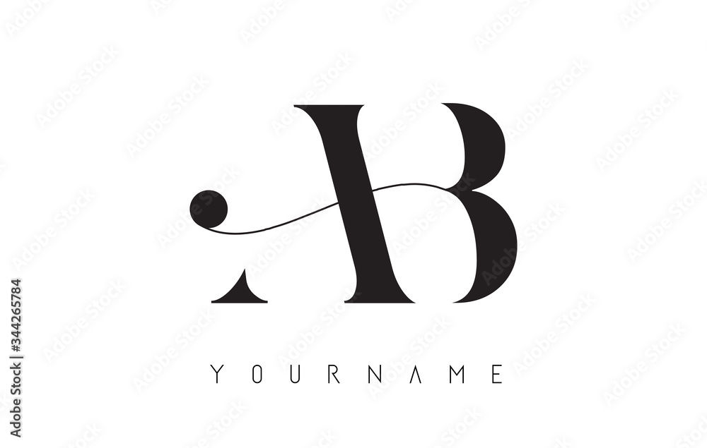 A B, AB Initials Letters Logo design vector template with a minimalist ...