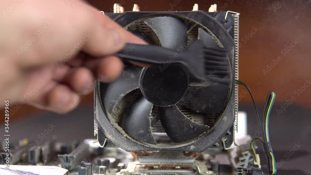 Dust pollution. Dirty cooler. Cleaning the cooler and processor heat ...