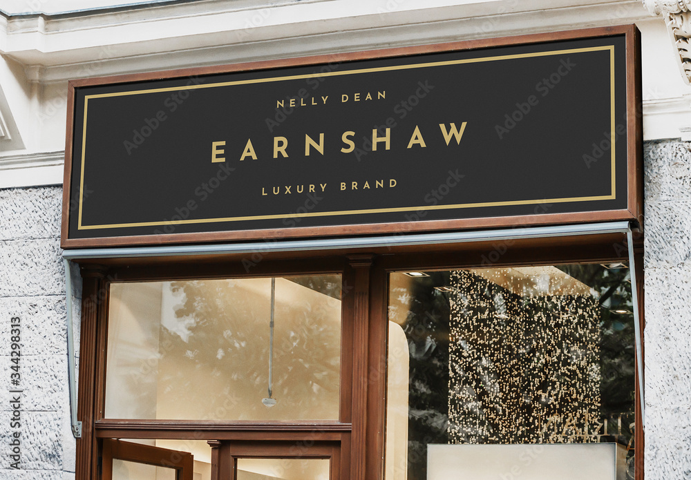 Big Entrance Sign Mockup on Concrete Wall Stock Template | Adobe Stock