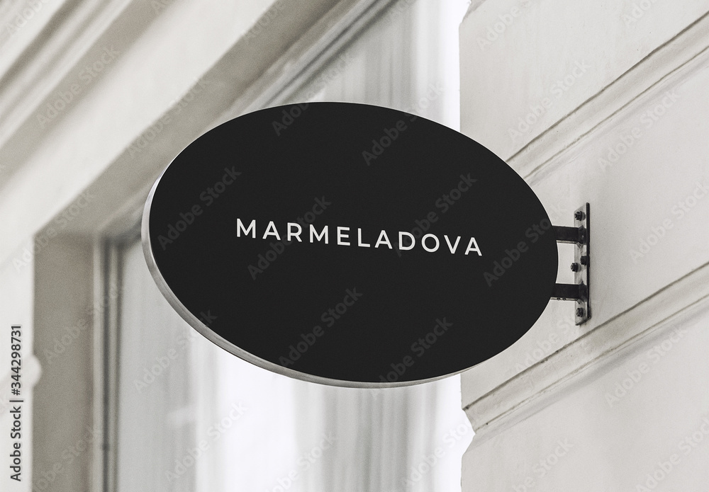 Oval Outdoor Mounted Sign Mockup Stock Template | Adobe Stock