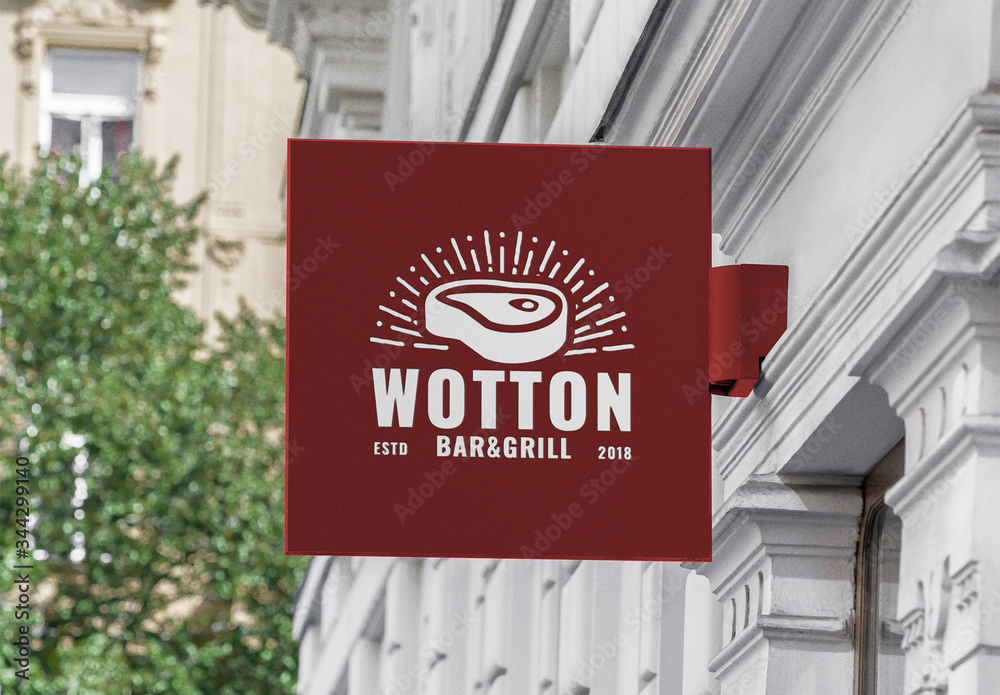 Square Indoor Mounted Entrance Sign Mockup Stock Template | Adobe Stock