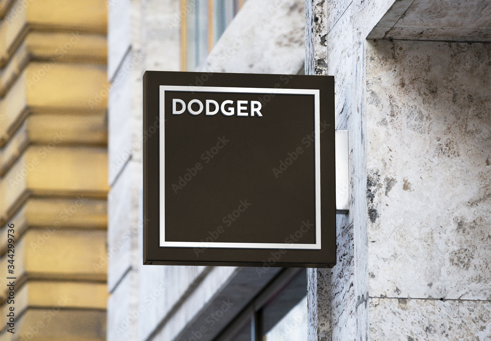 Square Outdoor Mounted Entrance Sign Mockup Stock Template | Adobe Stock