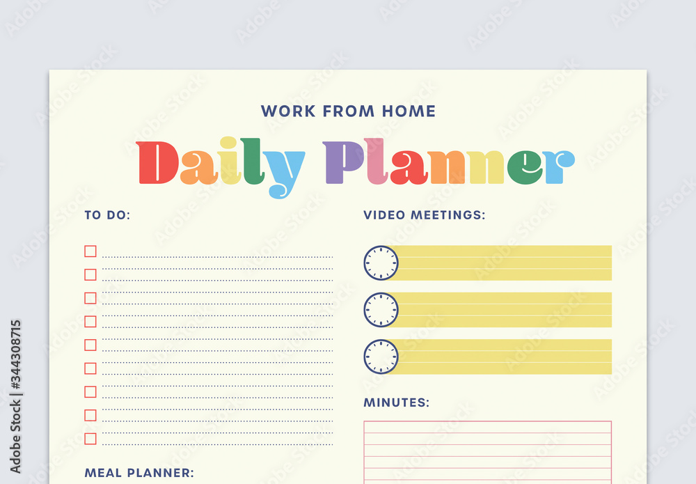 Colorful Planner Layout Stock Template | Adobe Stock