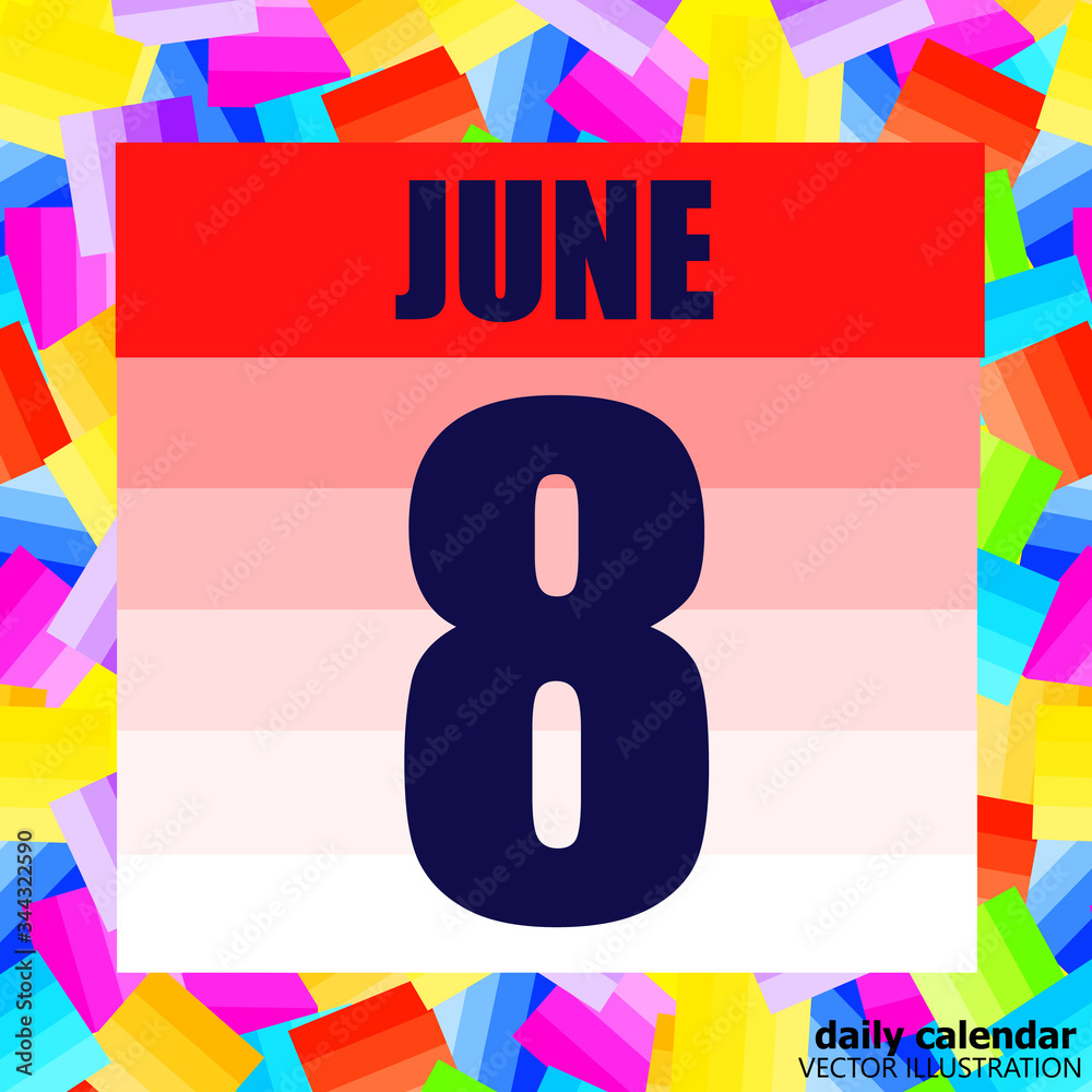June 8 icon. For planning important day. Banner for holidays and ...