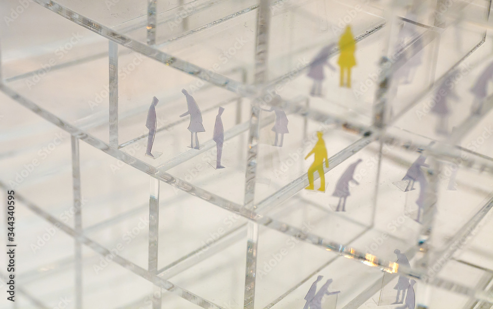 Apartment house with families and different people. Cardboard layout ...