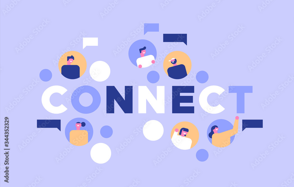 Happy people group connect on social media Stock Vector | Adobe Stock