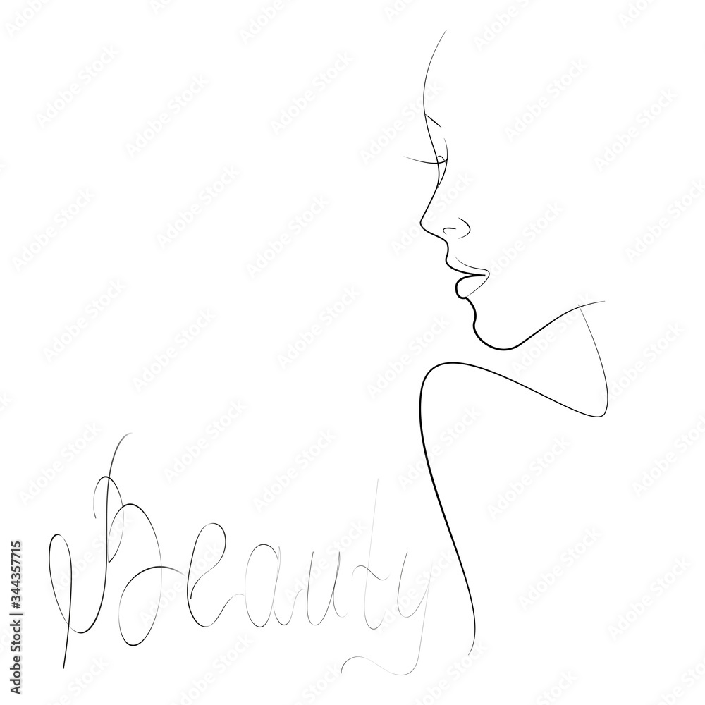 profile of a girl contour drawing lineart. logo beauty salon. vector ...