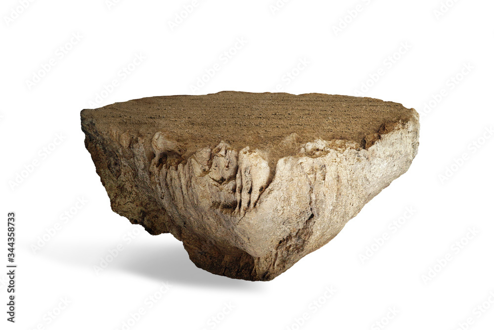 Fantasy floating island with desert surface, surreal flying island with ...