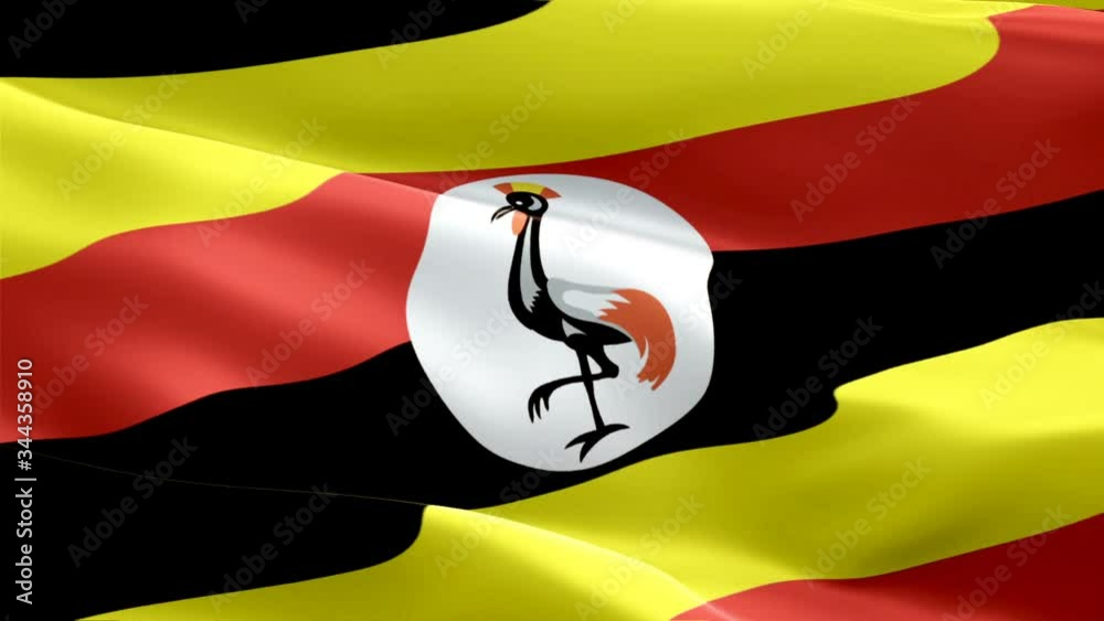 Uganda flag Motion Loop video waving in wind. Realistic Ugandan Flag ...