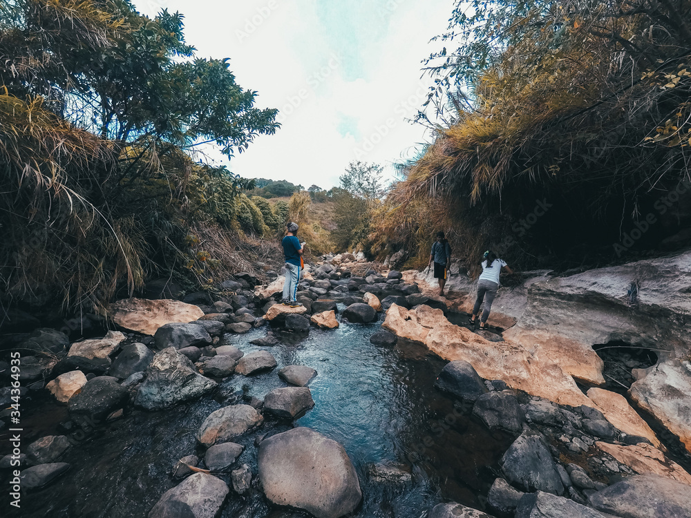 River crossing, a path that leads to a cave in Sagada, Philippines ...