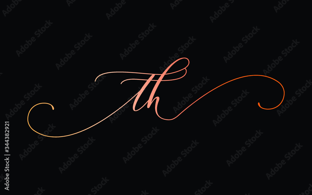 th or t, h Lowercase Cursive Letter Initial Logo Design, Vector ...