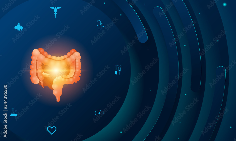 Human intestines and treatment science technology concept. Future ...