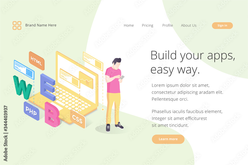 Landing page website template design. Modern flat design vector ...