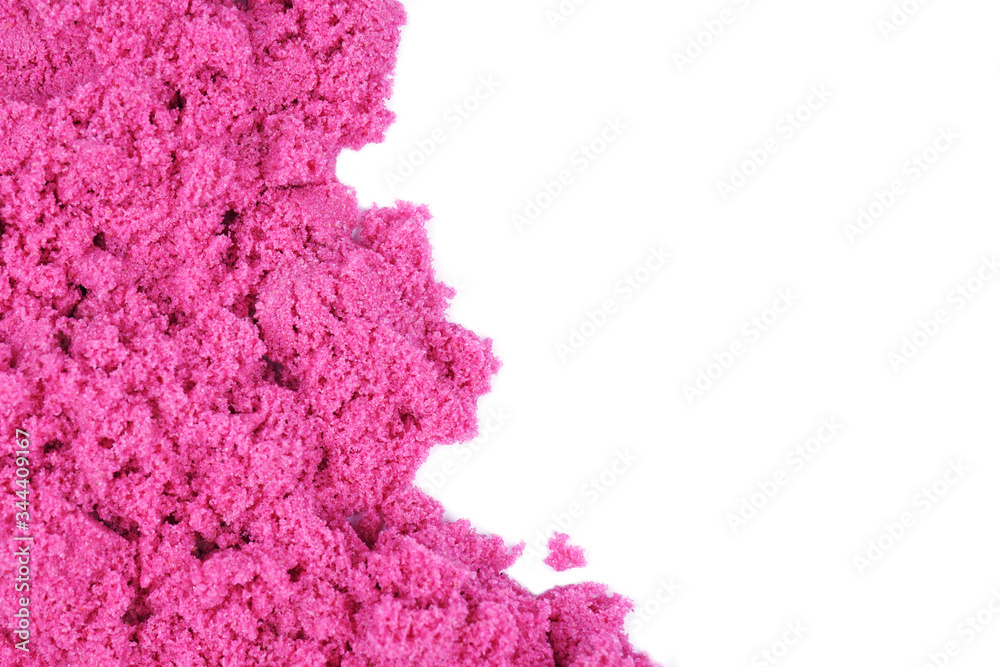 Kinetic sand of pink color on an isolated white background. Sand for ...