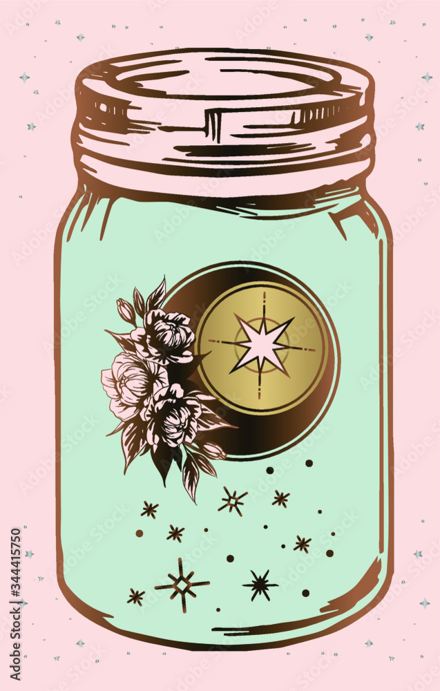 Vetor do Stock: magic jars with esoteric patterns, space magic in a ...