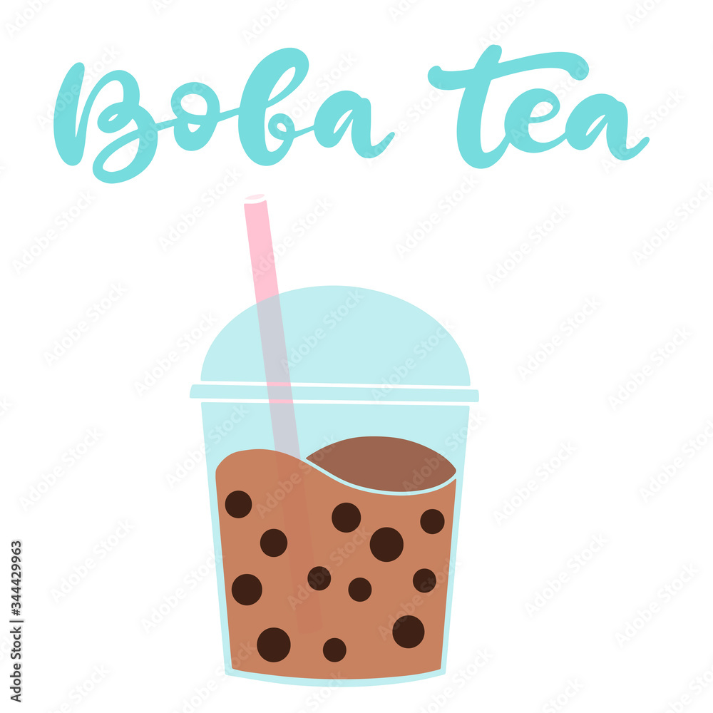 Bubble pearl milk tea. Boba refreshing mixed beverage. Vector ...