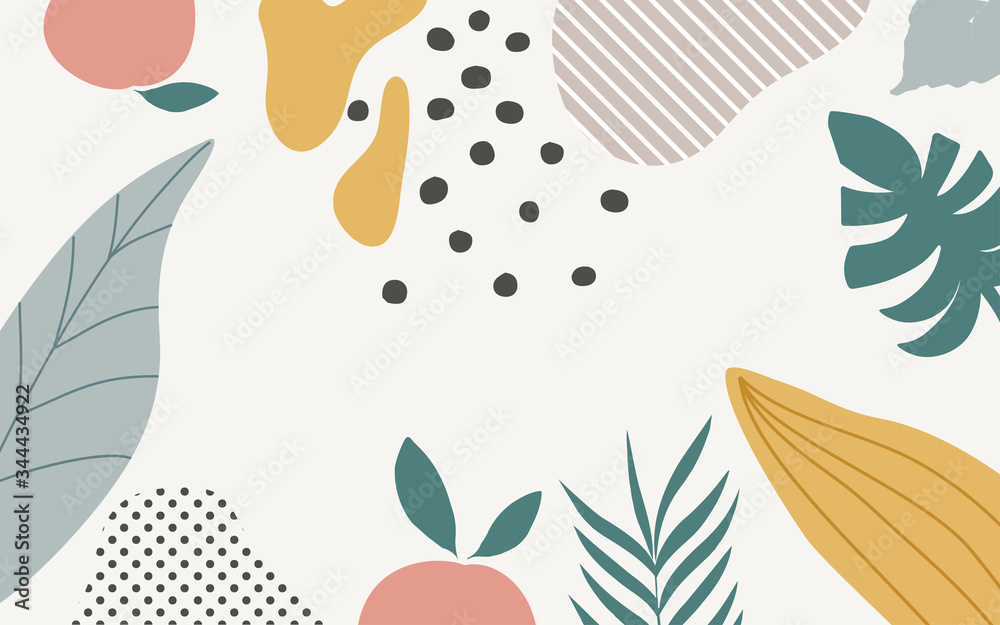Colorful flowers and leaves poster background vector illustration ...