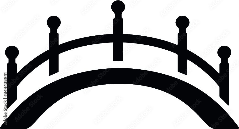 Simple Black Flat Drawing of a Japanese Culture Symbol of Wooden Bridge ...