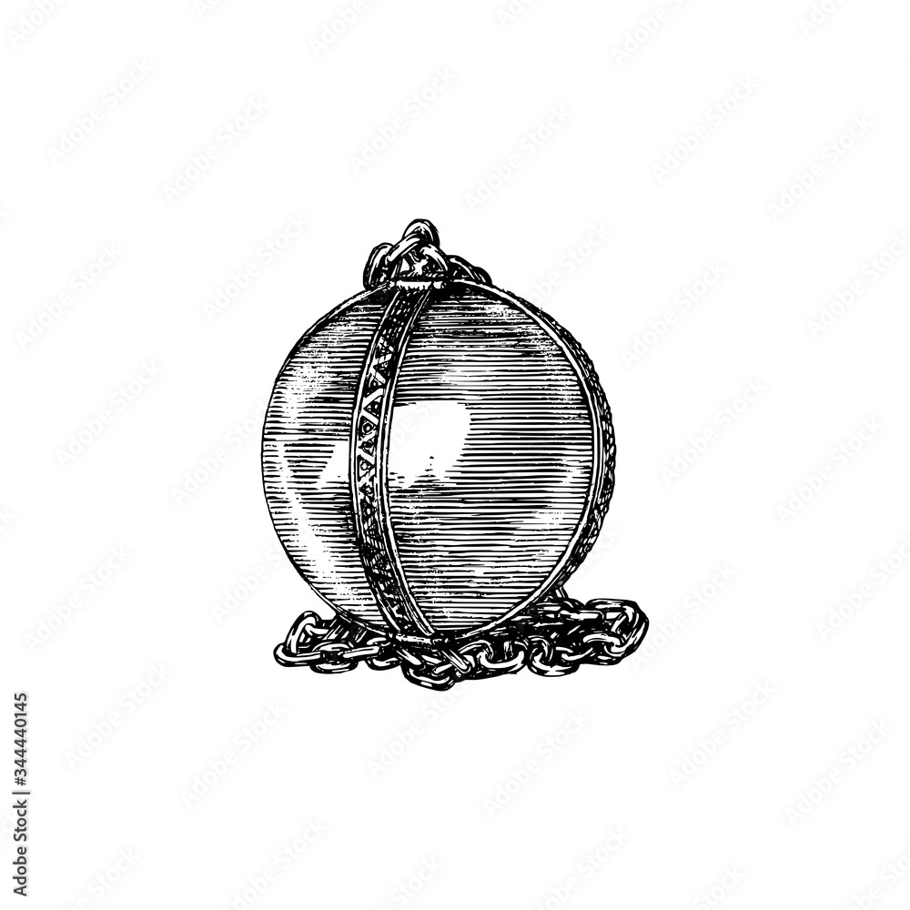Magical crystal sphere, vector illustration in engraving style. Vintage ...