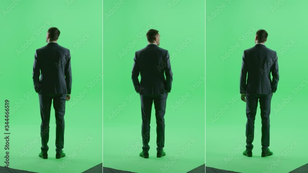 3-in-1 Green Screen Collage: Businessman Wearing Suit, Standing ...