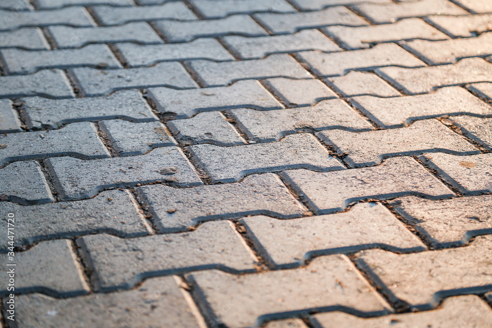 Perspective View Monotone Gray Brick Stone Pavement on The Ground for ...
