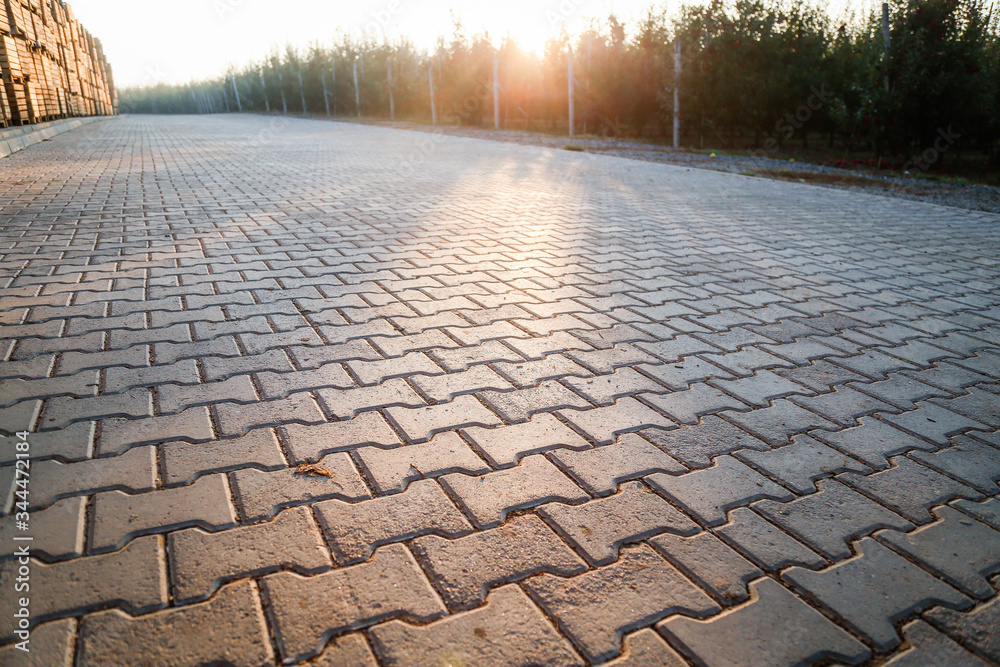 Foto de Perspective View Monotone Gray Brick Stone Pavement on The ...