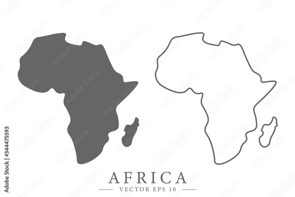 Africa flat or line map. Isolated vector illustration. Stock Vector ...