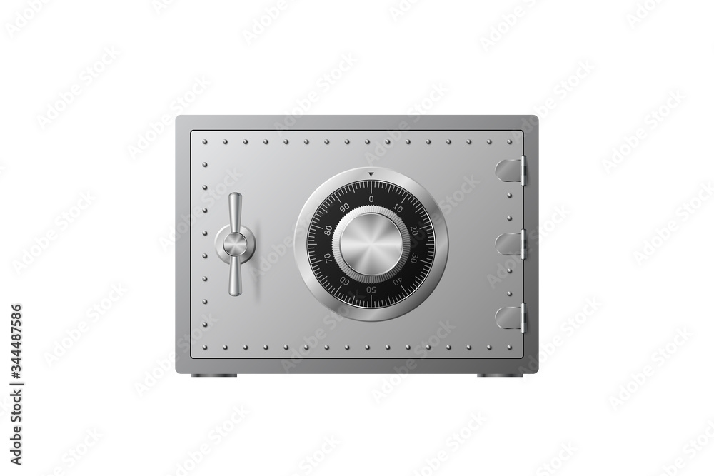 Steel safe with combination lock Isolated on a white background ...