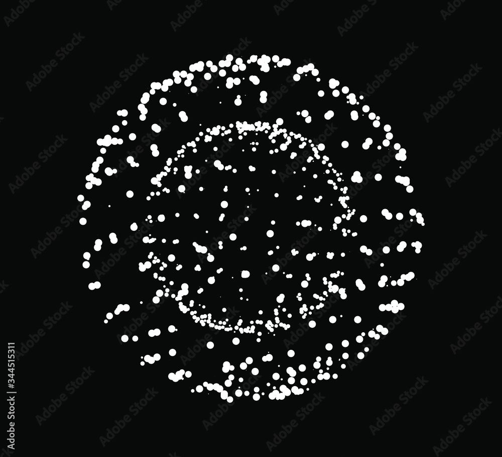 Dotted sphere made of particles. Cover or poster for high tech systems ...