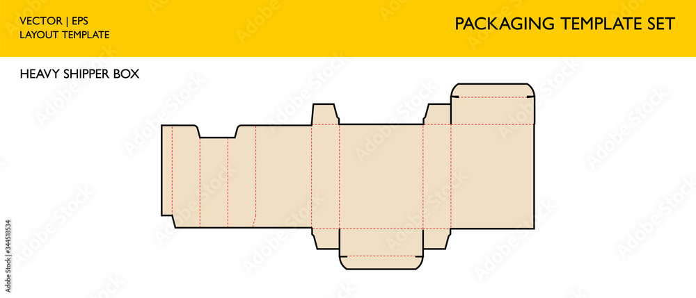 Packaging box template set. Editable blueprint layout. Cutting and ...