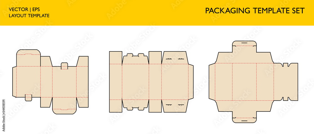 Vetor de Packaging box template set. Editable blueprint layout. Cutting ...