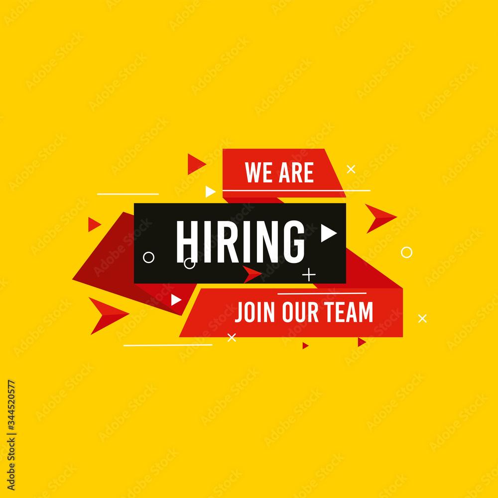 We are Hiring, Join now design for banner poster. Lettering with ...